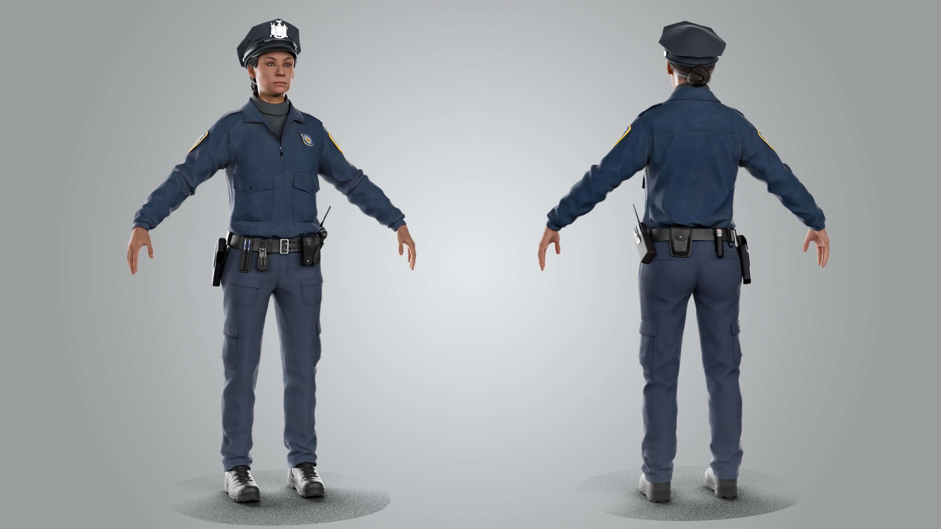 Female Police officer RIGGED Game Ready 3D model rigged | CGTrader
