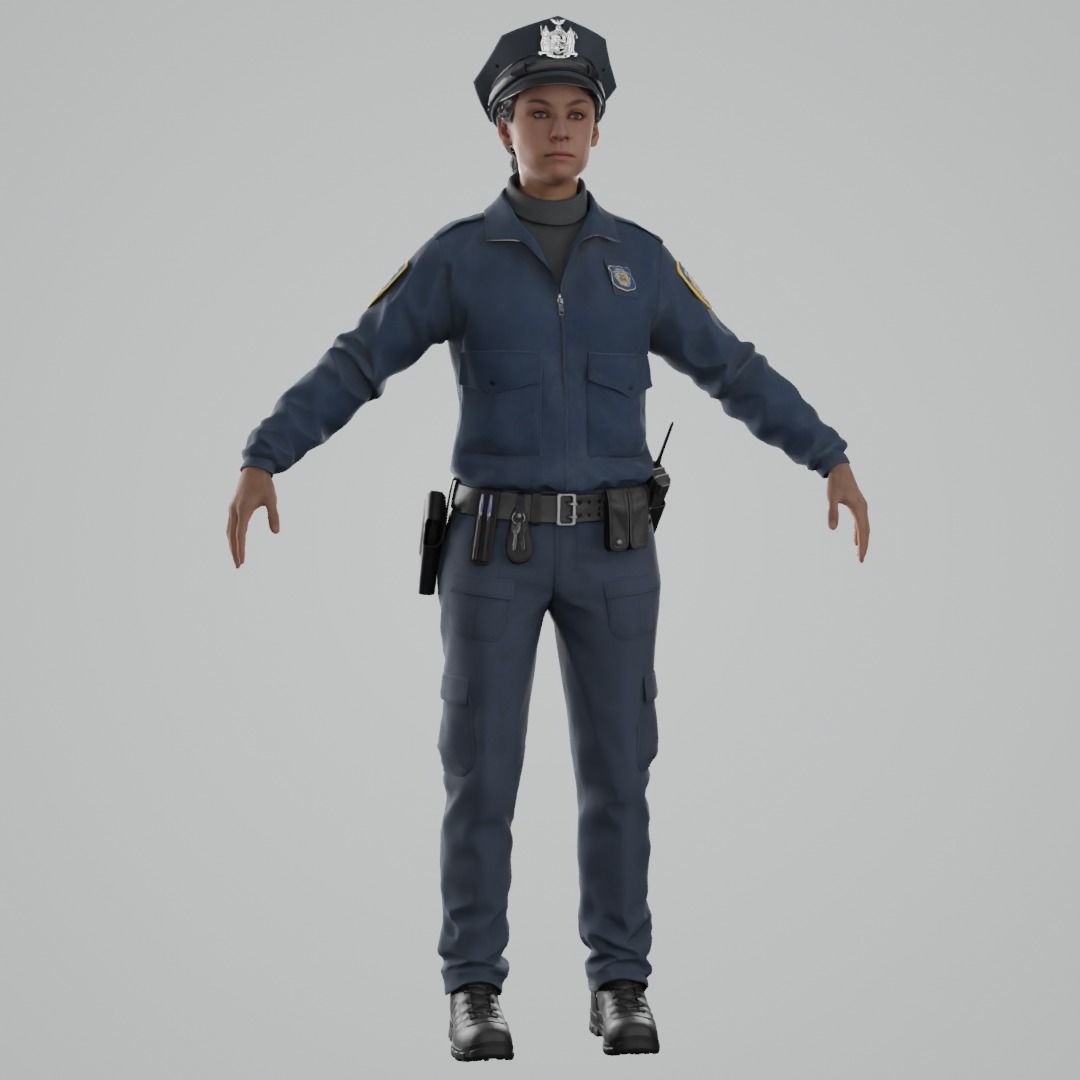 Female Police officer RIGGED Game Ready 3D model rigged | CGTrader