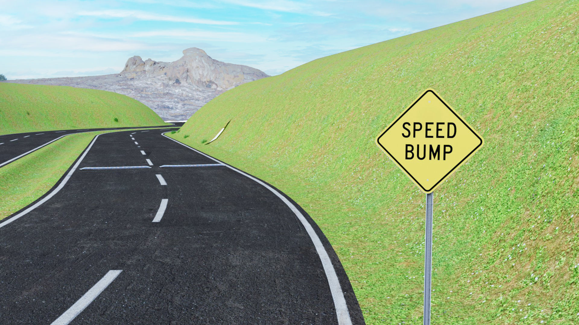 3D model American Road Speed Bump VR / AR / low-poly | CGTrader