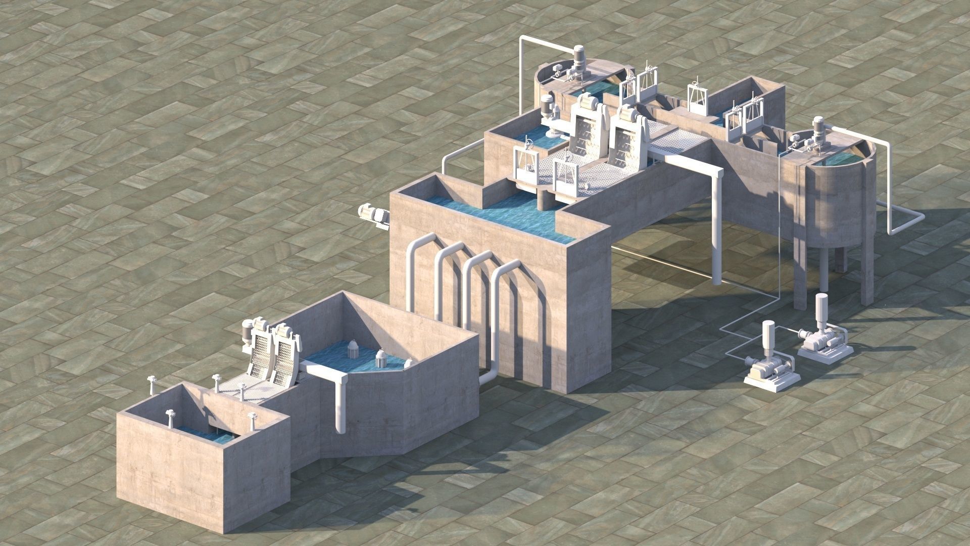 Wastewater treatment equipment 3D model | CGTrader