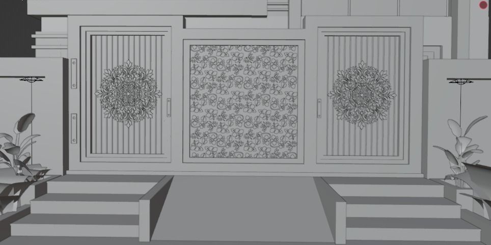 Front gate design 3D model | CGTrader