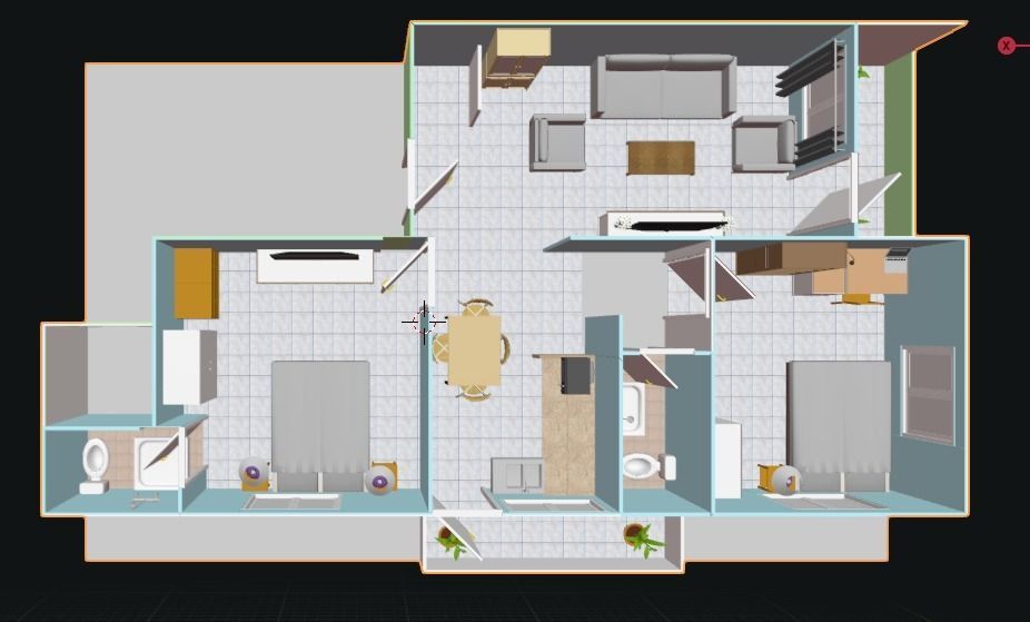 3D model detailed floor plan 3d BLENDER ready 3D model VR / AR / low ...