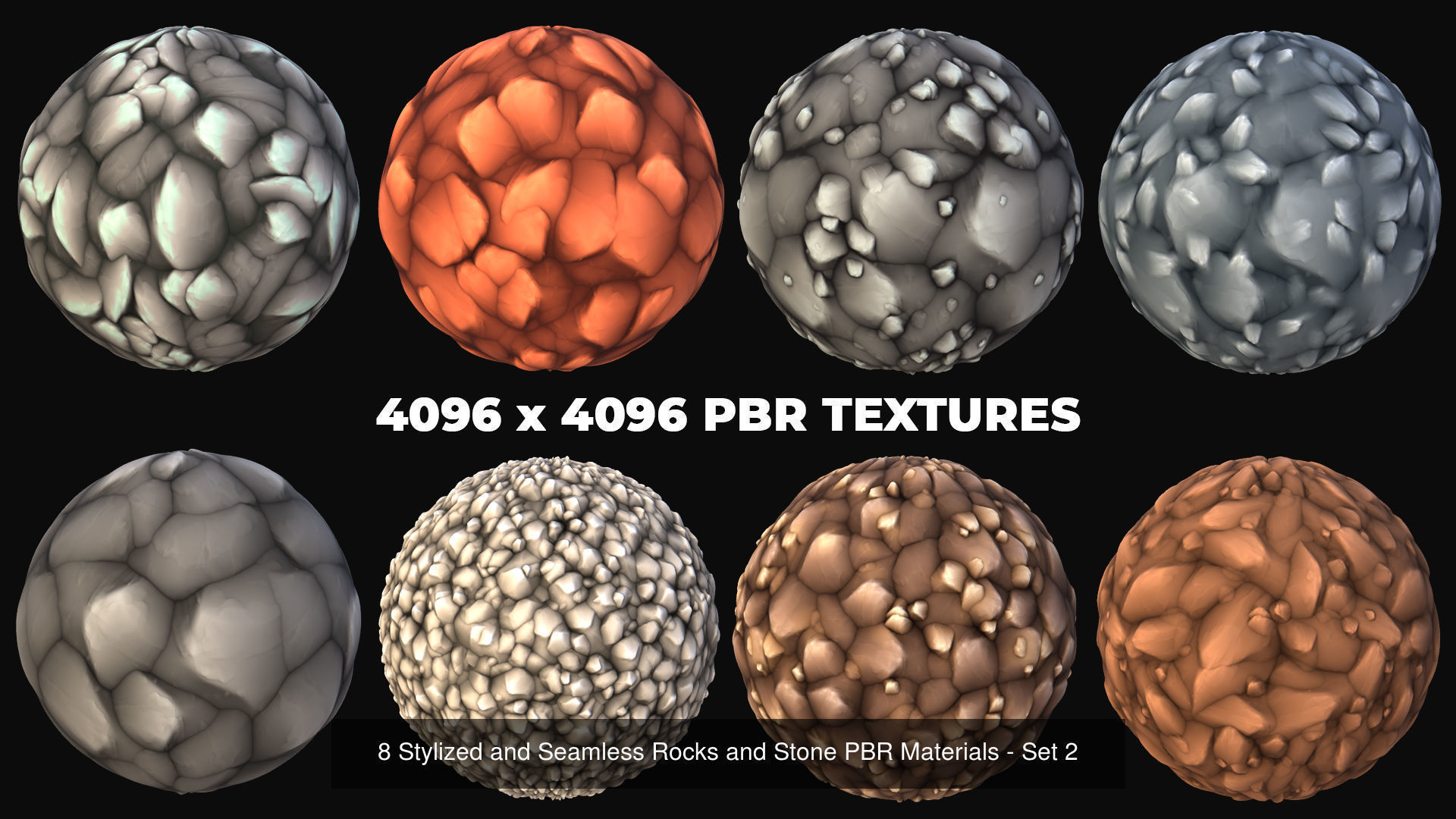 26 Seamless Rock and Stone PBR Materials - 4k PNG and sbsar - 3D Model ...