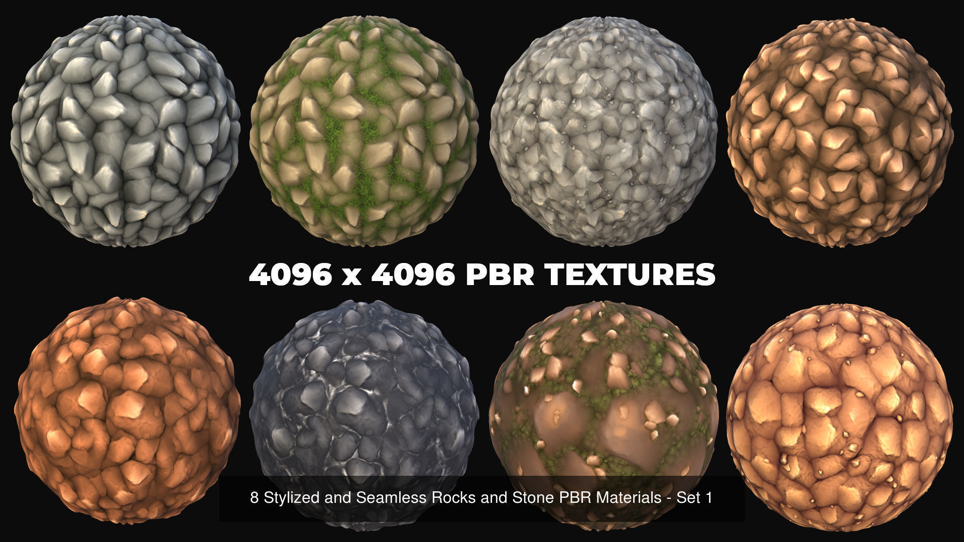 26 Seamless Rock and Stone PBR Materials - 4k PNG and sbsar - 3D Model ...