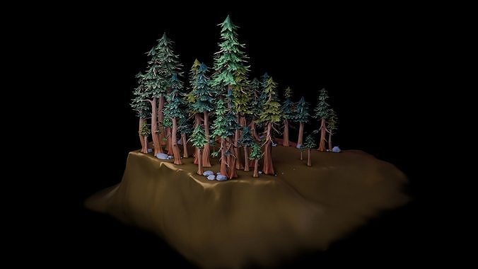 3D model Stylized Pine Tree Set VR / AR / low-poly | CGTrader