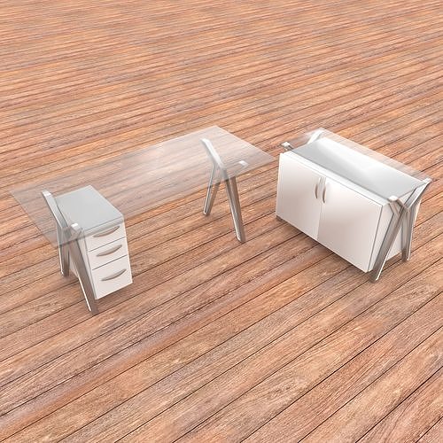 Glass Office Desk 2 - 4K 3D model | CGTrader