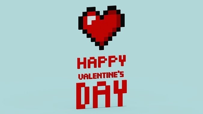 3D model Happy Valentines Day Pixel VR / AR / low-poly | CGTrader