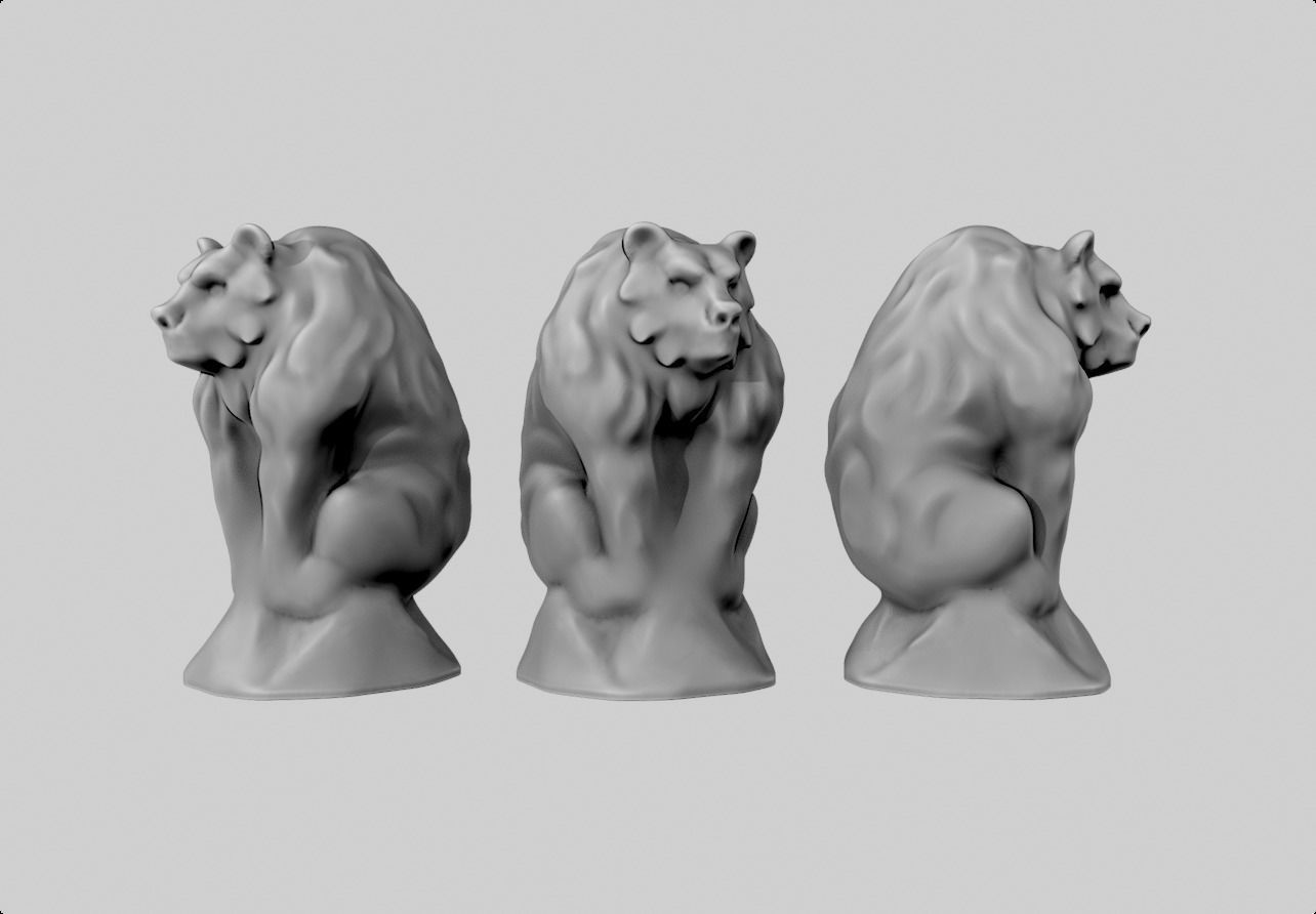 Bear sculpture miniature statue 3D print model 3D model 3D printable ...