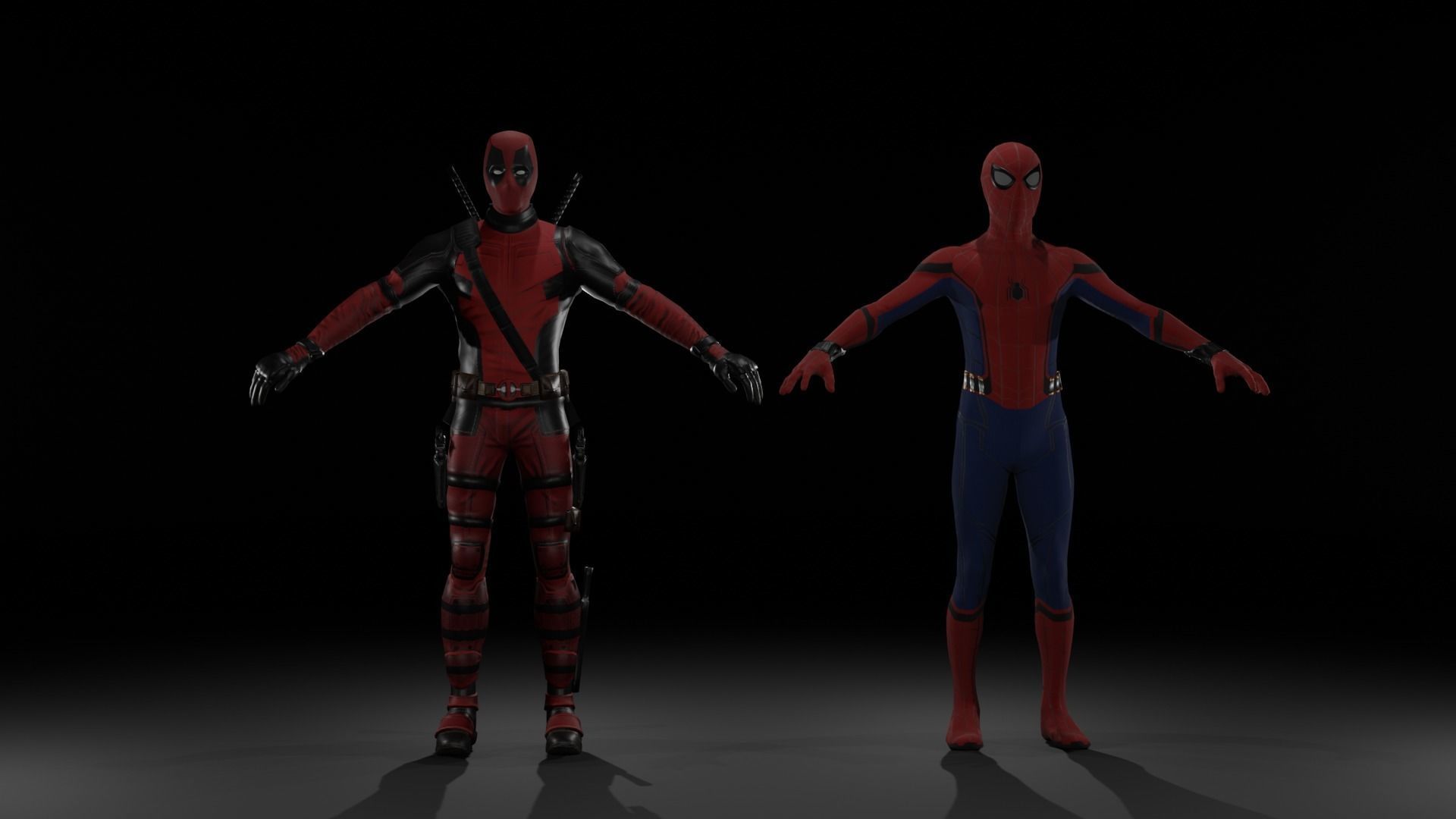 Spider-Man And Deadpool free VR / AR / low-poly 3D model rigged | CGTrader