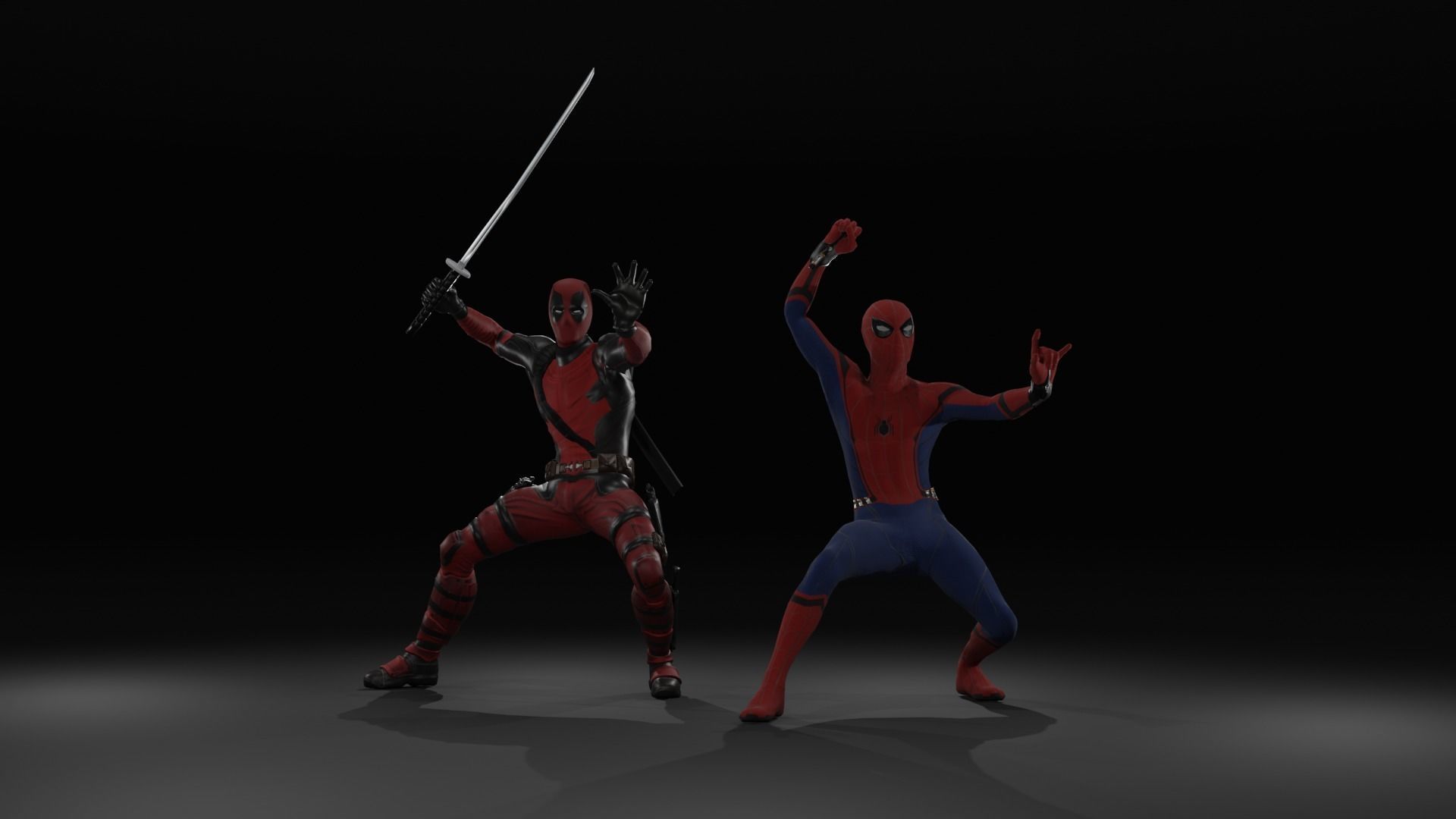 Spider-Man And Deadpool free VR / AR / low-poly 3D model rigged | CGTrader