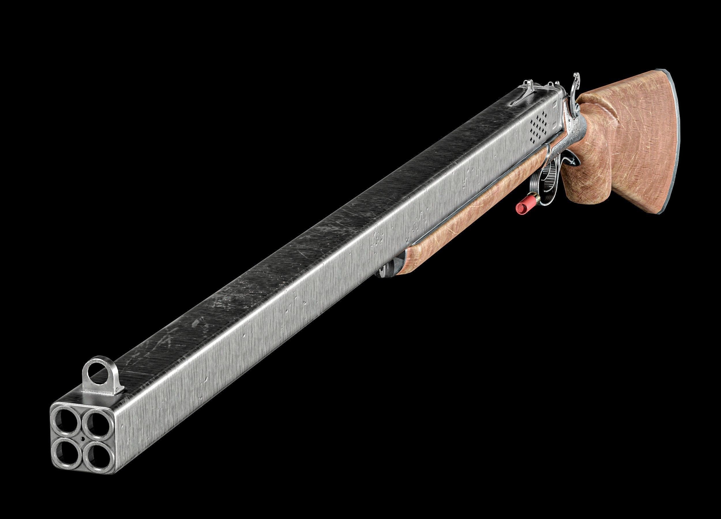 3D model Quadruple Barrel Shotgun Rifle VR / AR / low-poly | CGTrader