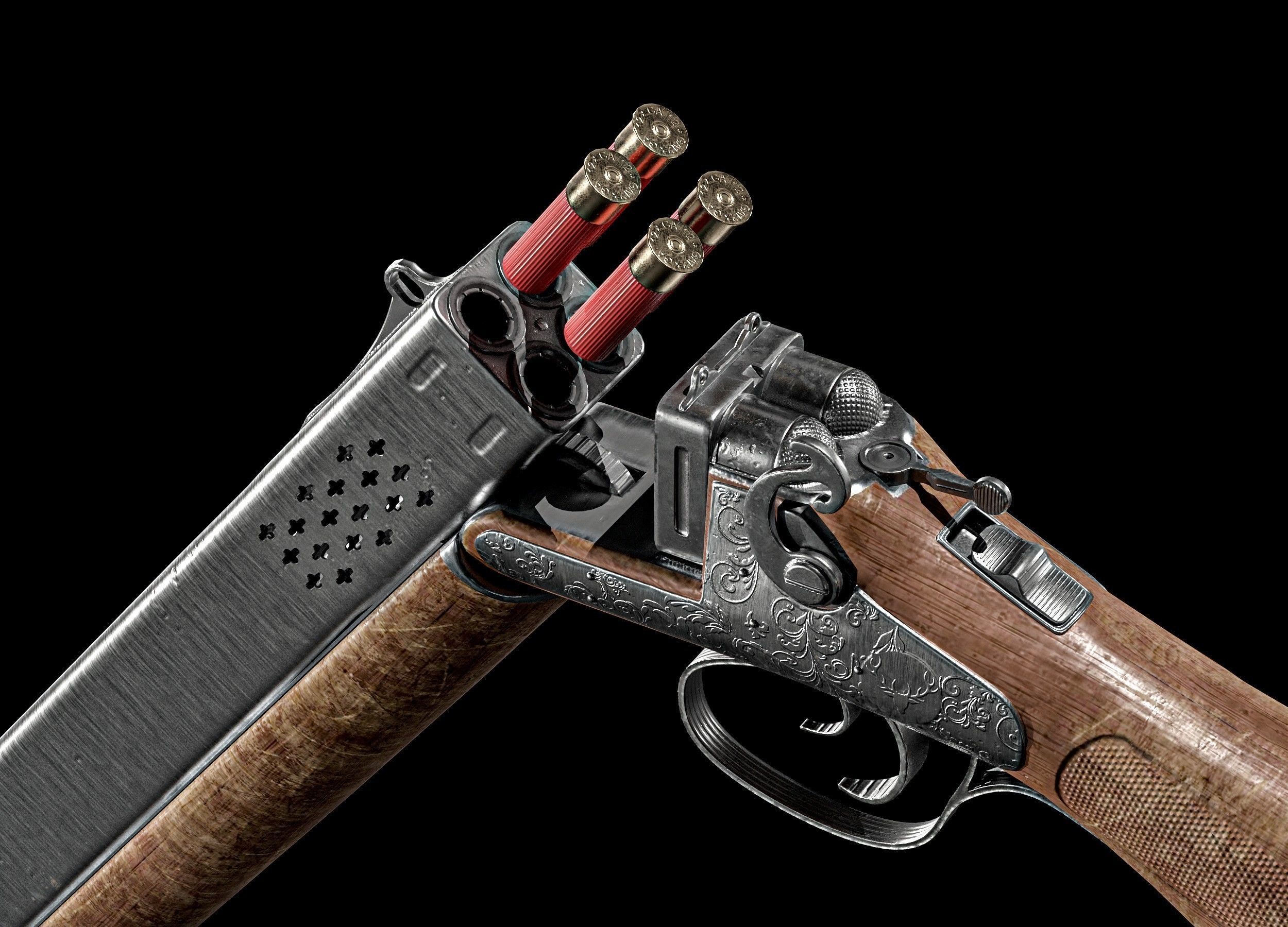 3D model Quadruple Barrel Shotgun Rifle VR / AR / low-poly | CGTrader