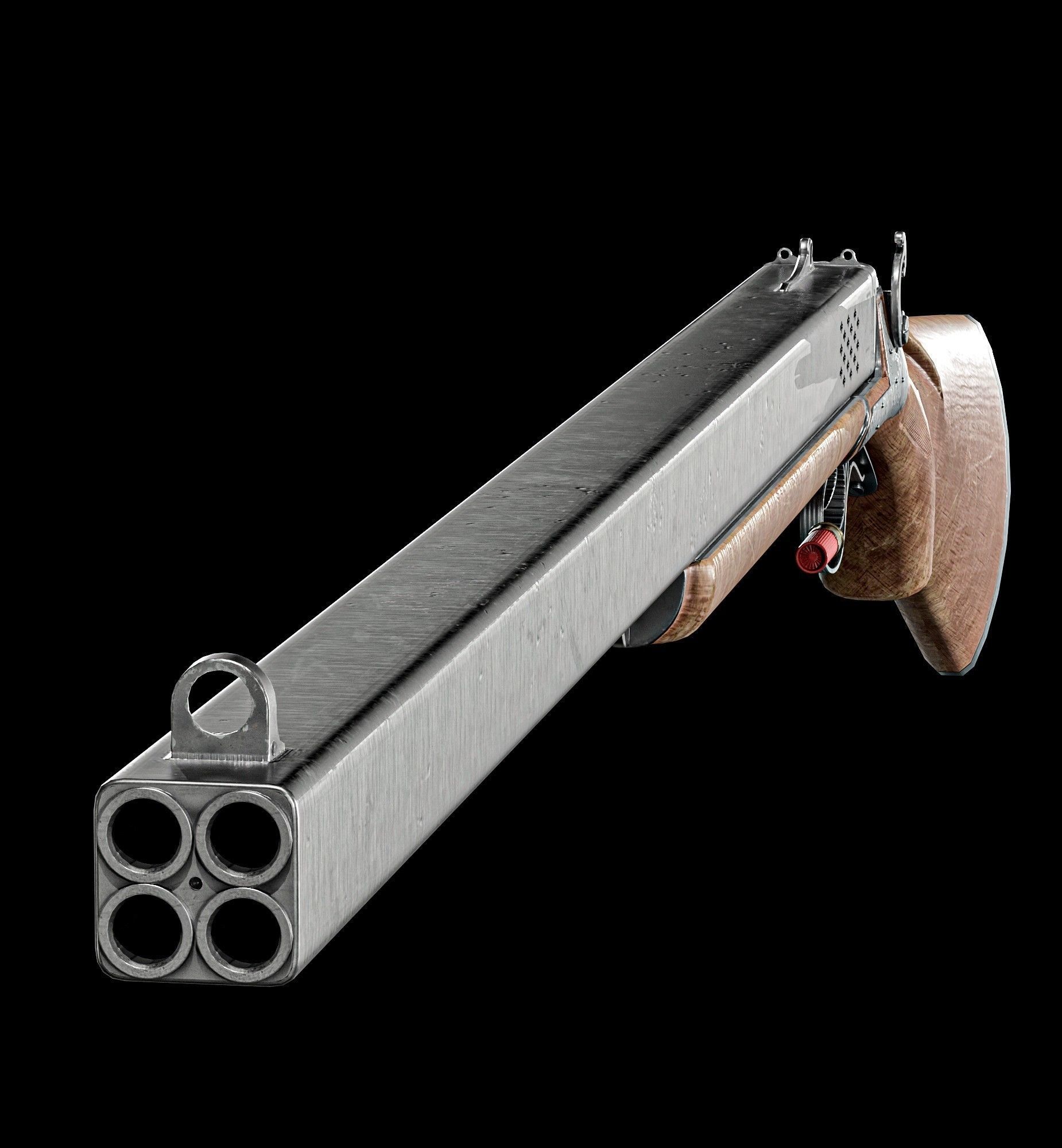 3D model Quadruple Barrel Shotgun Rifle VR / AR / low-poly | CGTrader
