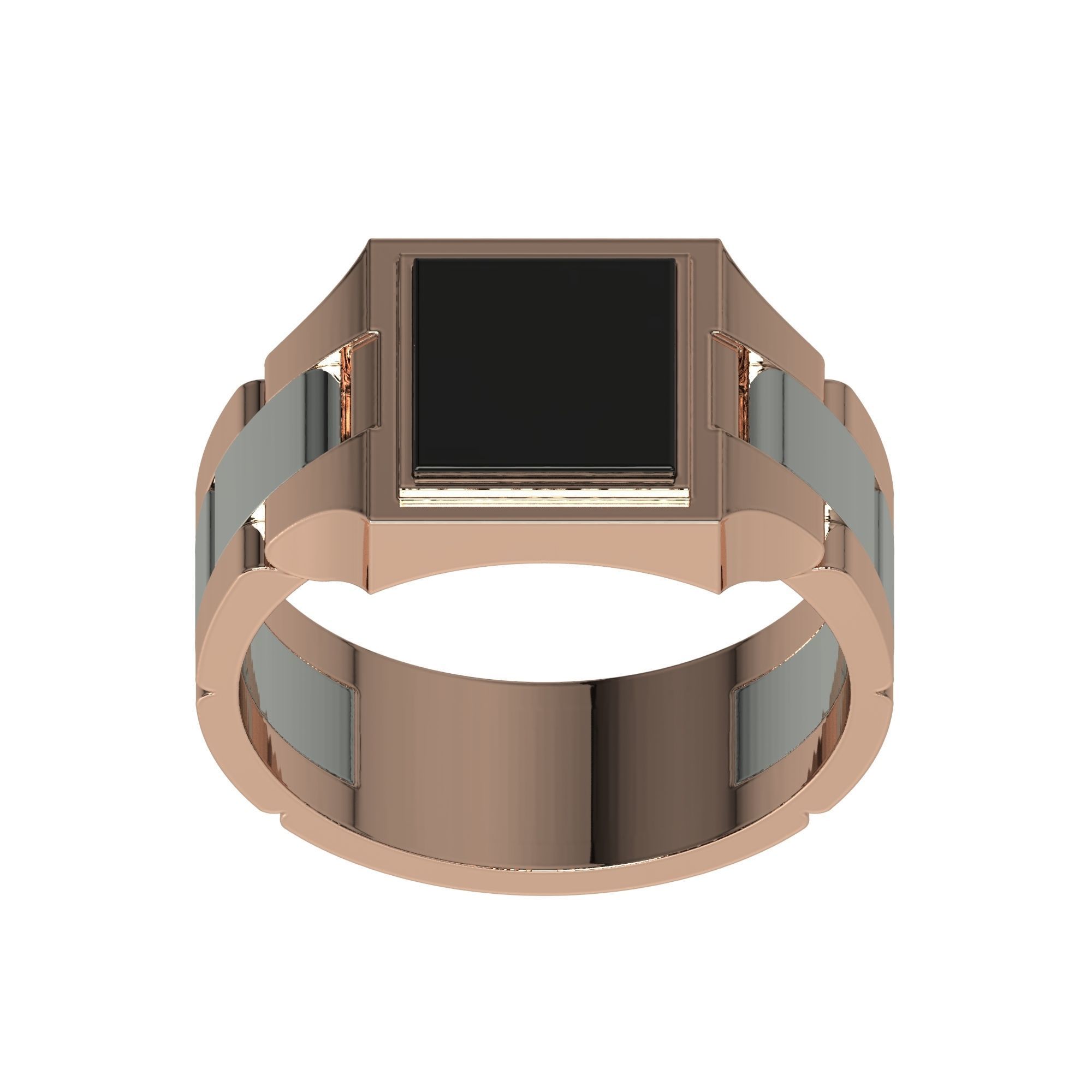 Men signet ring with gold overlays and gem onyx 3D print model 3D model ...