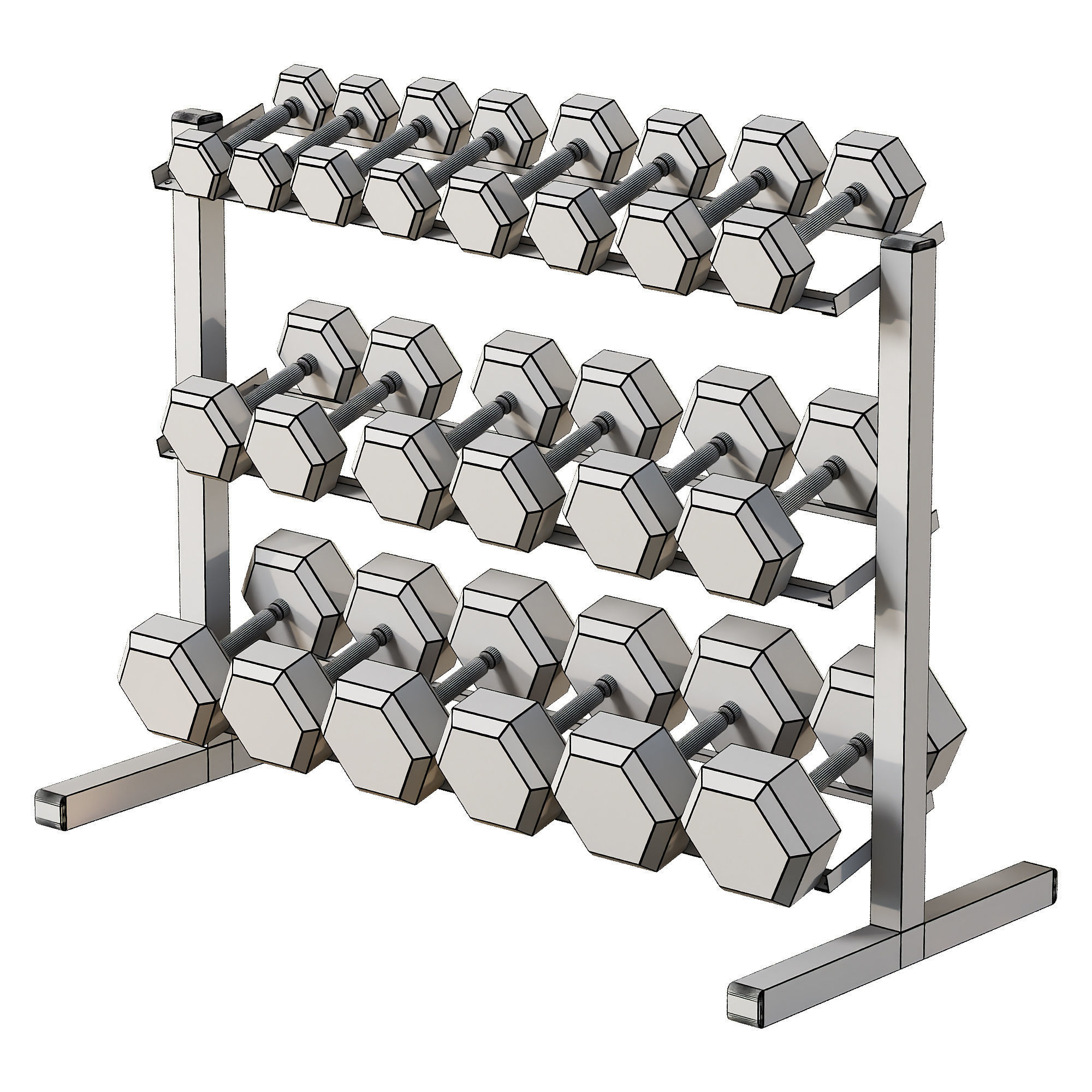 3D model BODY-SOLID 3 TIER DUMBBELL RACK GDR363 VR / AR / low-poly ...