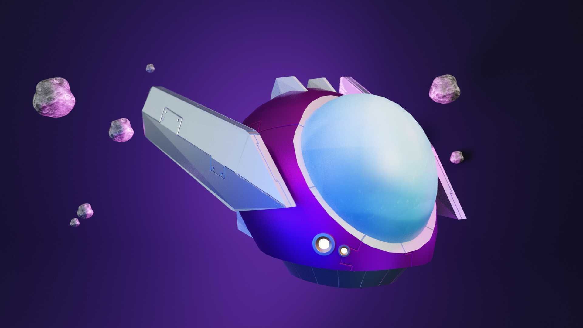 3D model ALIEN SPACESHIP Low Poly Simple Cartoons themes VR / AR / low ...