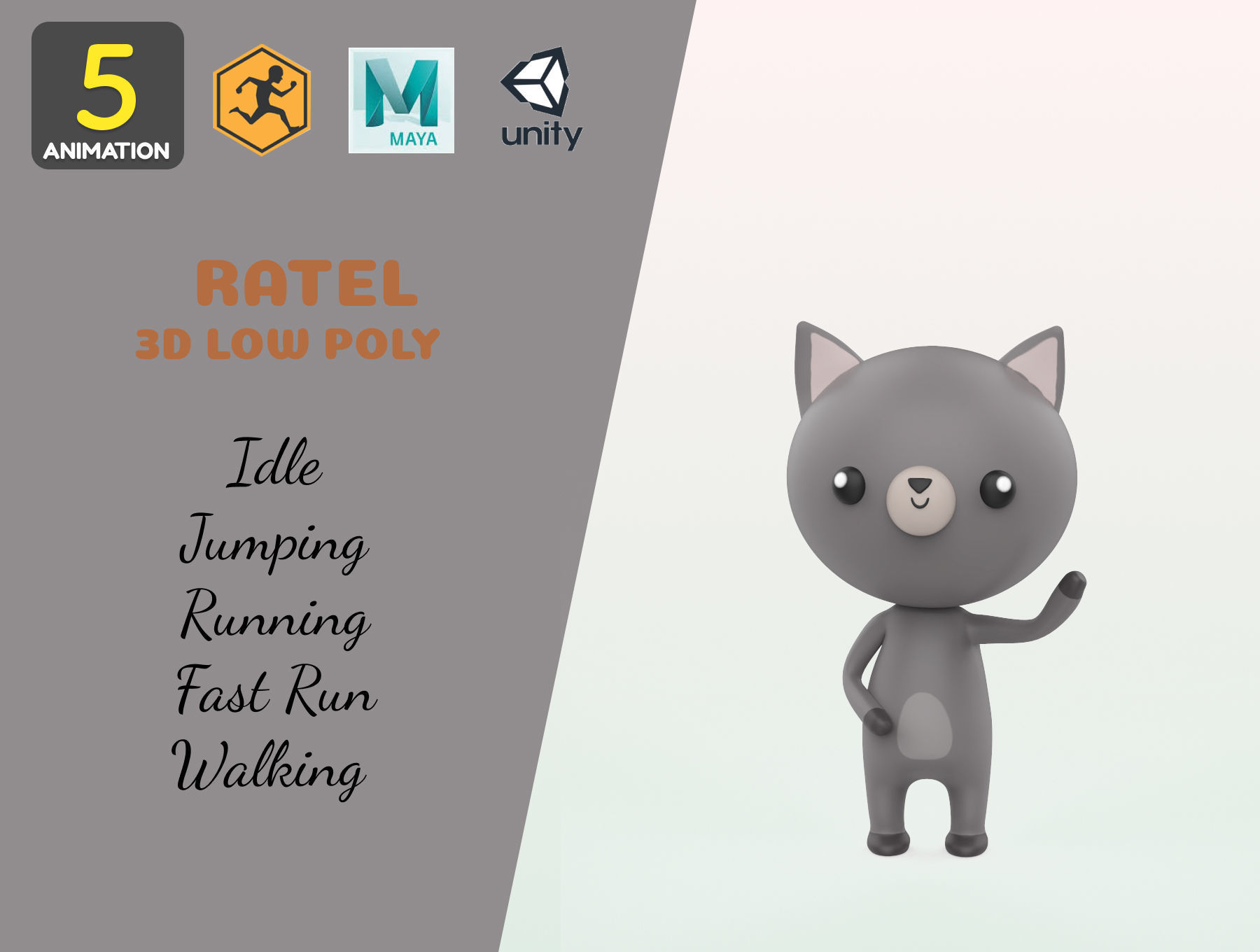 3D model Stylized Ratel Animated v001 VR / AR / low-poly rigged animated | CGTrader
