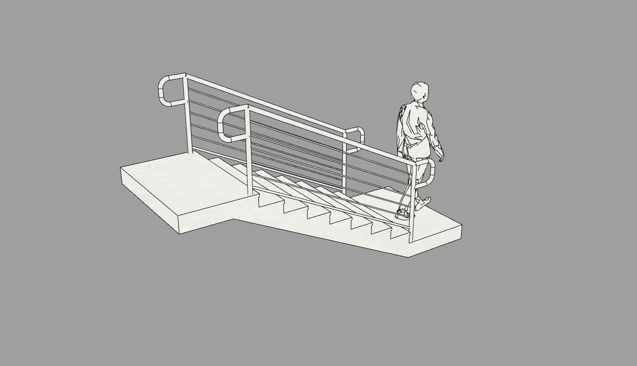 Stairs with Landing and Railings x9 for Architecture 3D model | CGTrader