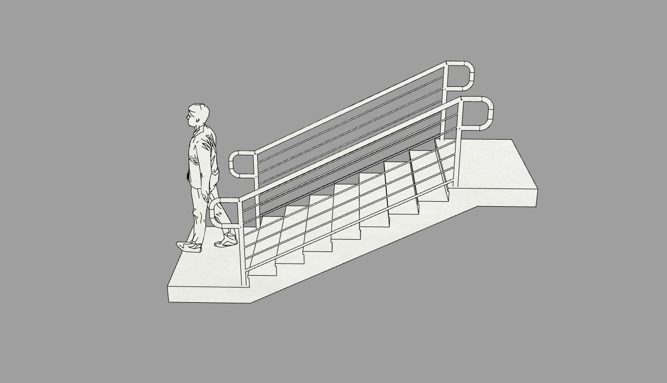 Stairs with Landing and Railings x9 for Architecture 3D model | CGTrader