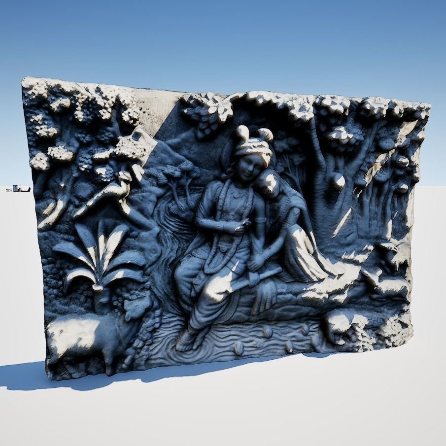 Radha Krishna Cement Sculpture Panel 3d Model 3D model | CGTrader