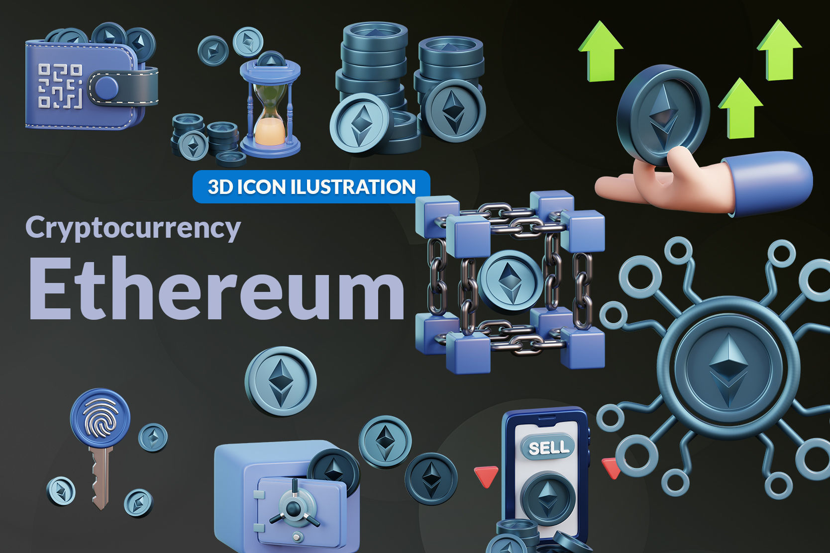 3D model Cryptocurrency Ethereum Illustration VR / AR / low-poly | CGTrader
