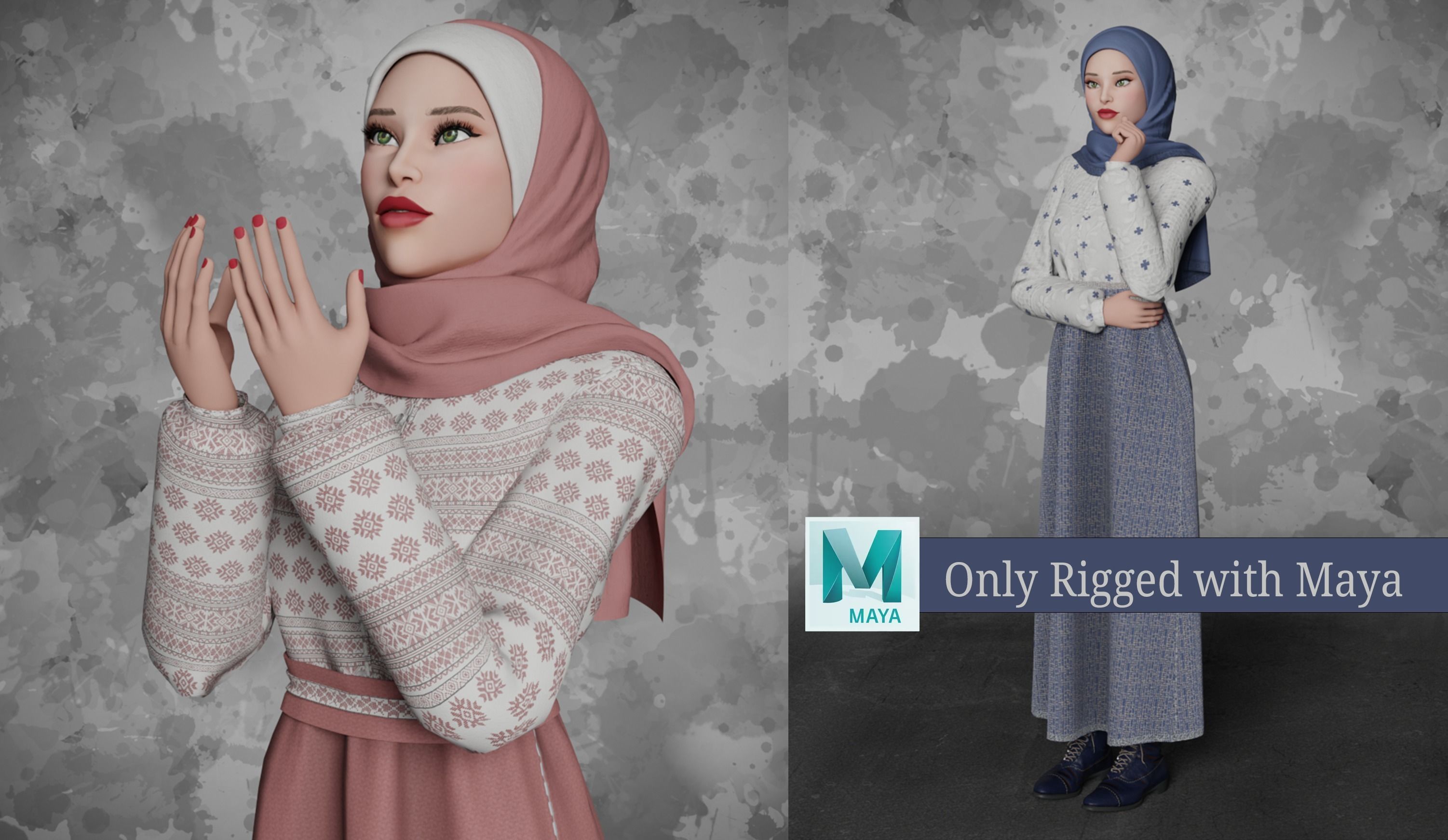 3D model Sara - Muslim Girl with Hijab with Rig VR / AR / low-poly ...