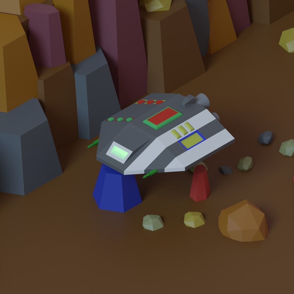 3D model Low Poly Animated Spaceship VR / AR / low-poly | CGTrader