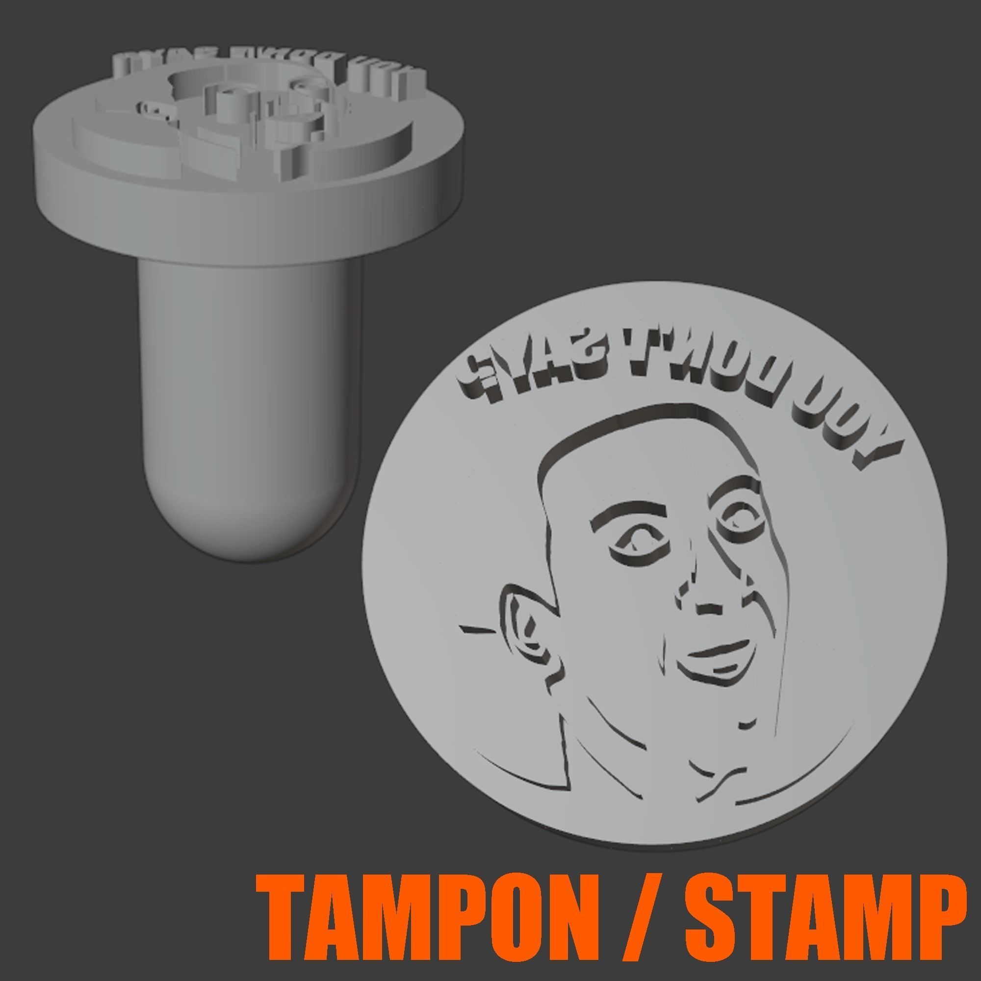 TAMPON MEME - STAMP YOU DONT SAY NICOLAS CAGE WITH HANDLE 3D model 3D ...