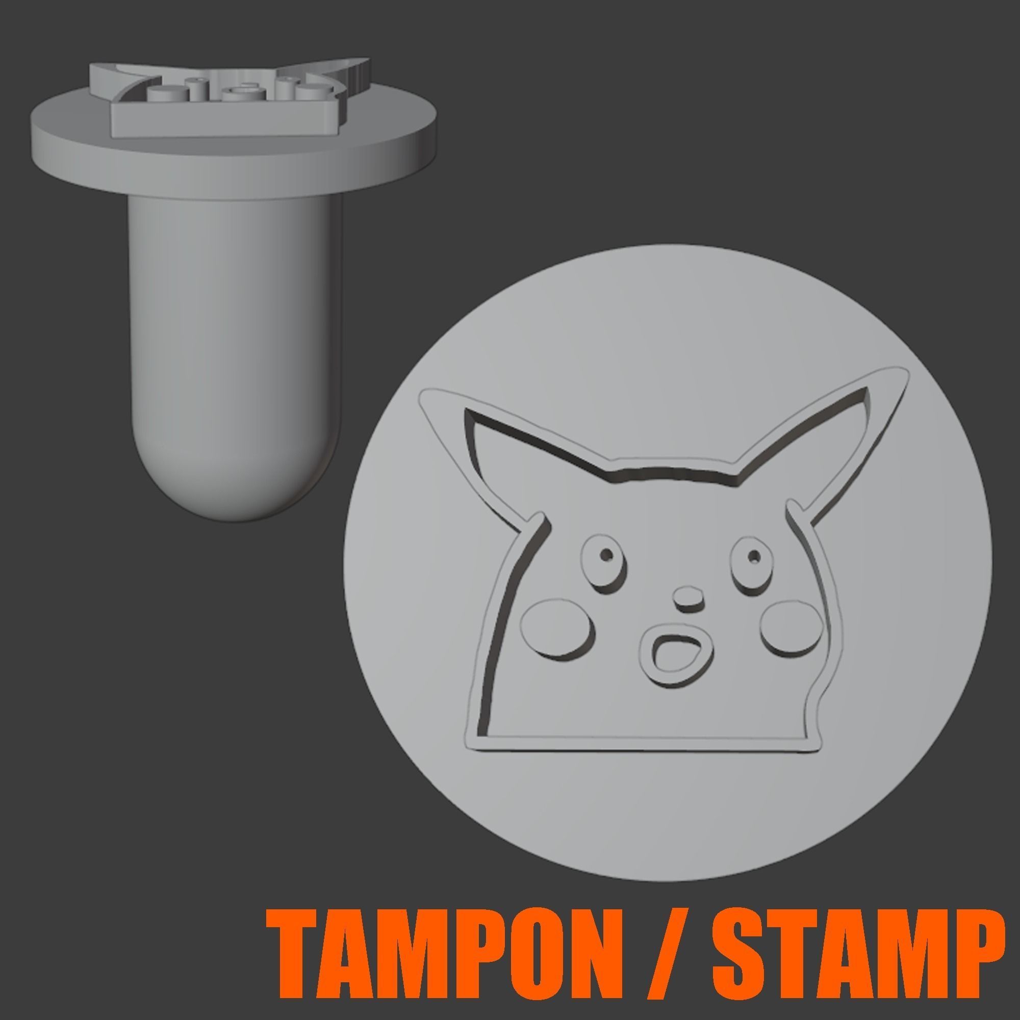 TAMPON MEME - STAMP PIKACHU SHOCKED SURPRISED WITH HANDLE 3D model 3D ...