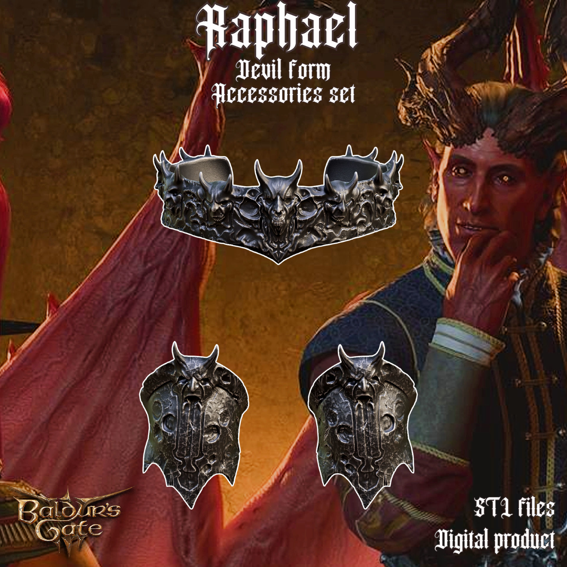 Raphael Devil Form Fantasy Accessories Baldurs Gate 3 3D model 3D ...