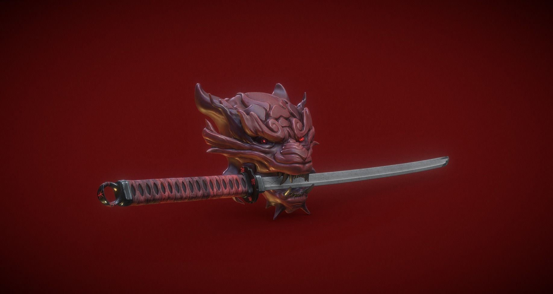 3D model Stylized Oni Mask and Katana VR / AR / low-poly | CGTrader