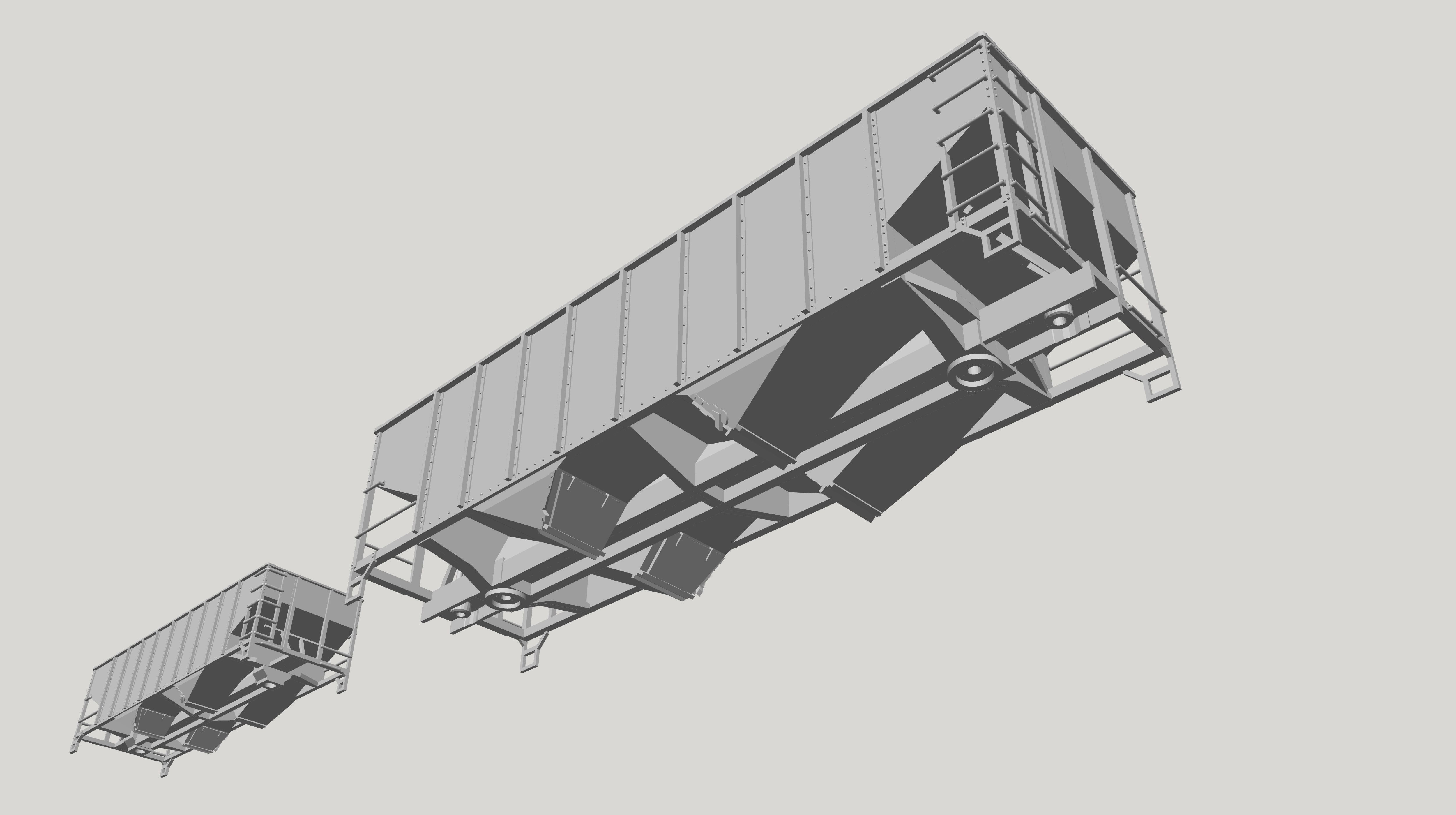 8 Panel 2 Bay Hopper in HO and N Scales 3D model 3D printable | CGTrader
