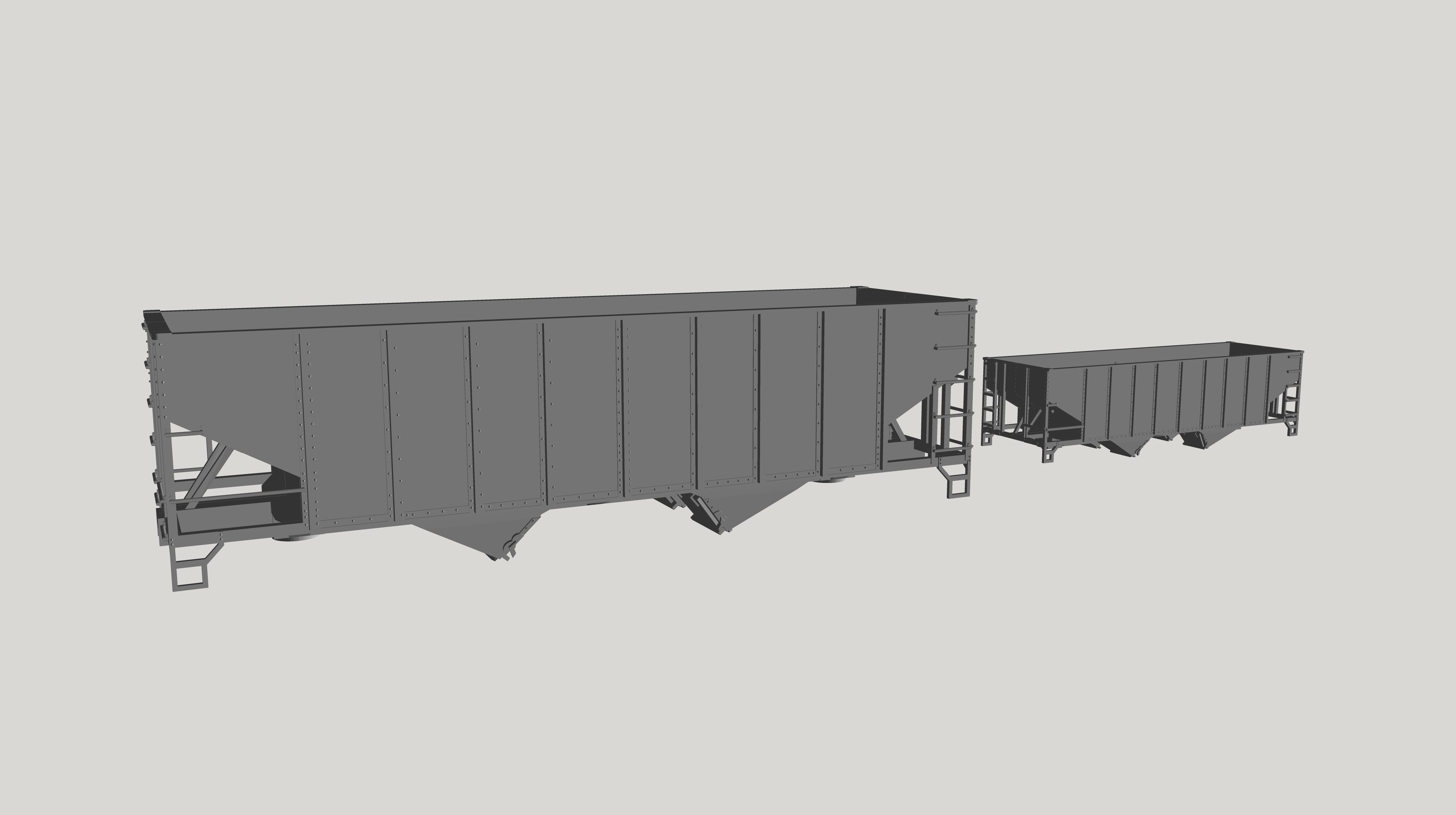 8 Panel 2 Bay Hopper in HO and N Scales 3D model 3D printable | CGTrader