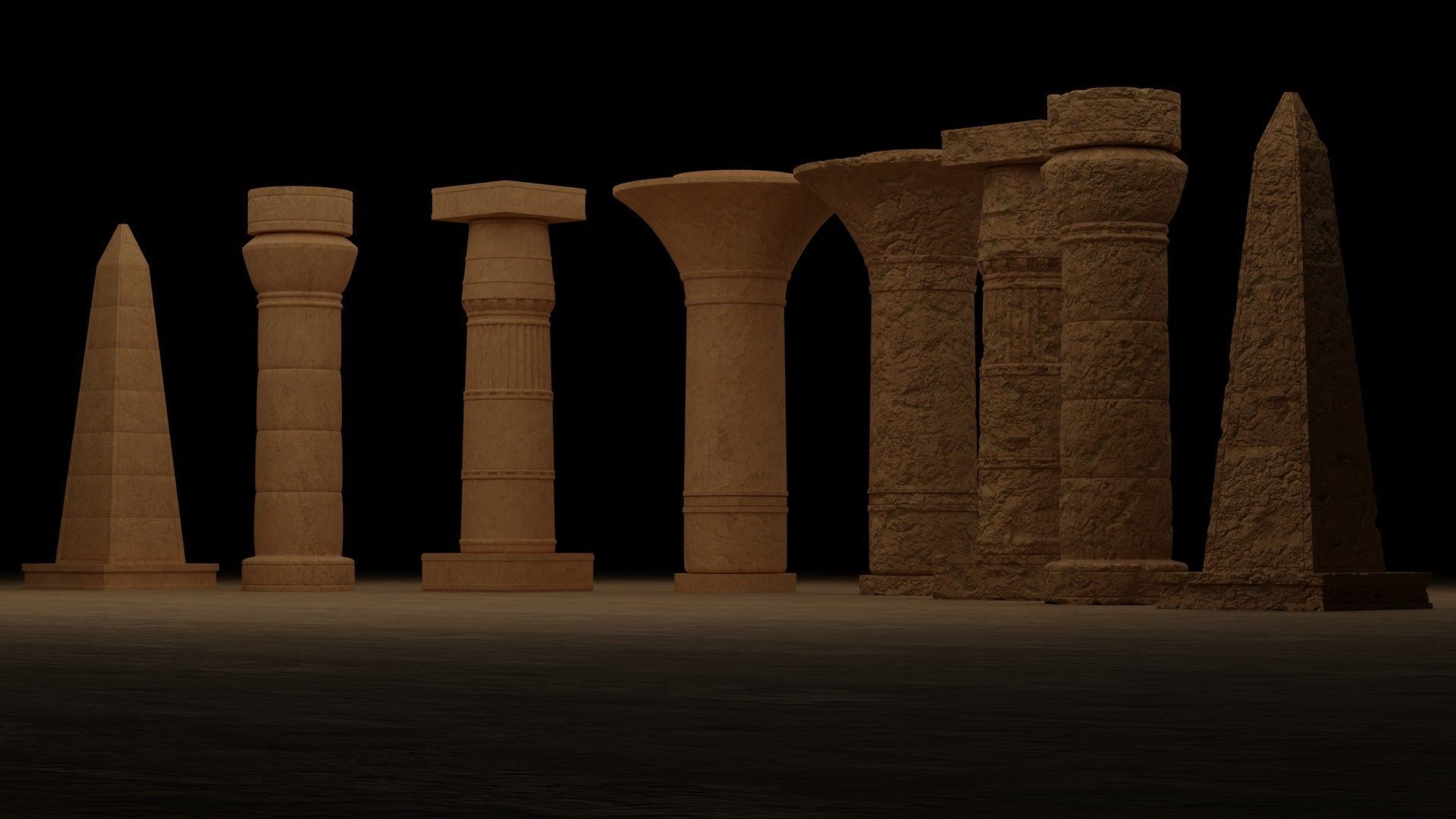 Egyptian Pillar Collection 3D model | CGTrader