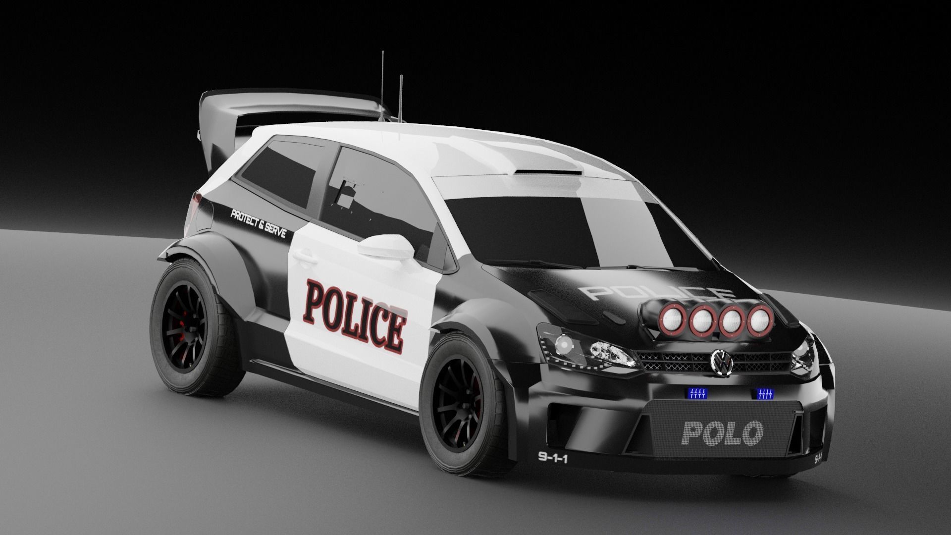 3D model PBR Police Volkswagen Polo WRC Custom Livery 3d Model VR / AR ...