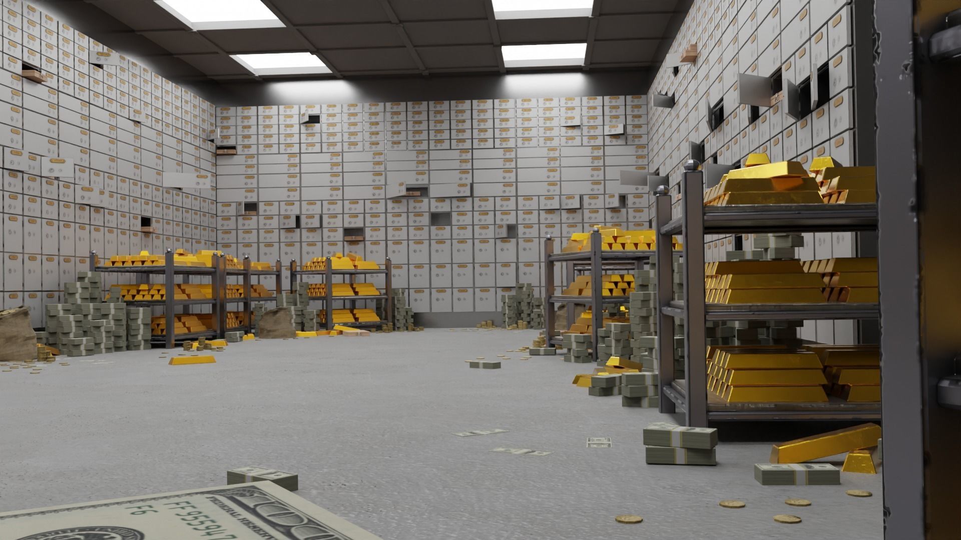 Bank Vault Interior 3D model rigged | CGTrader