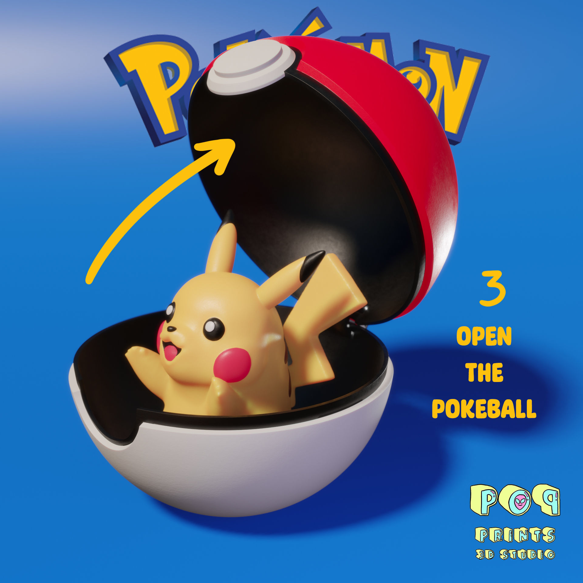 Free Pikachu inside PokeBall PRINT IN PLACE free 3D model | CGTrader