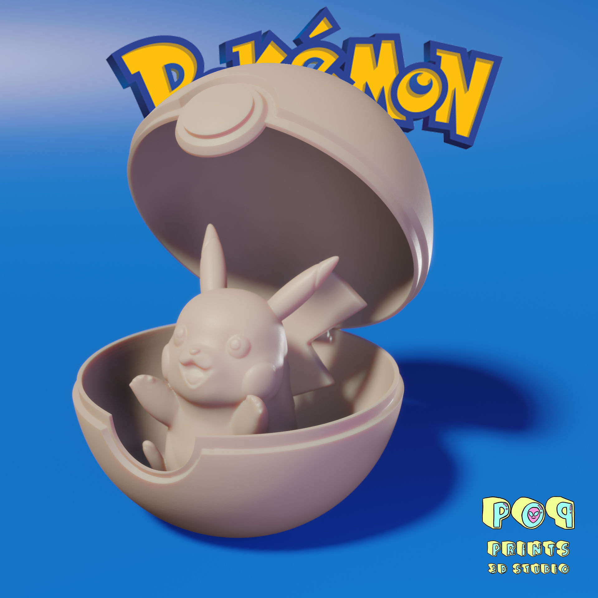 Free Pikachu inside PokeBall PRINT IN PLACE free 3D model | CGTrader