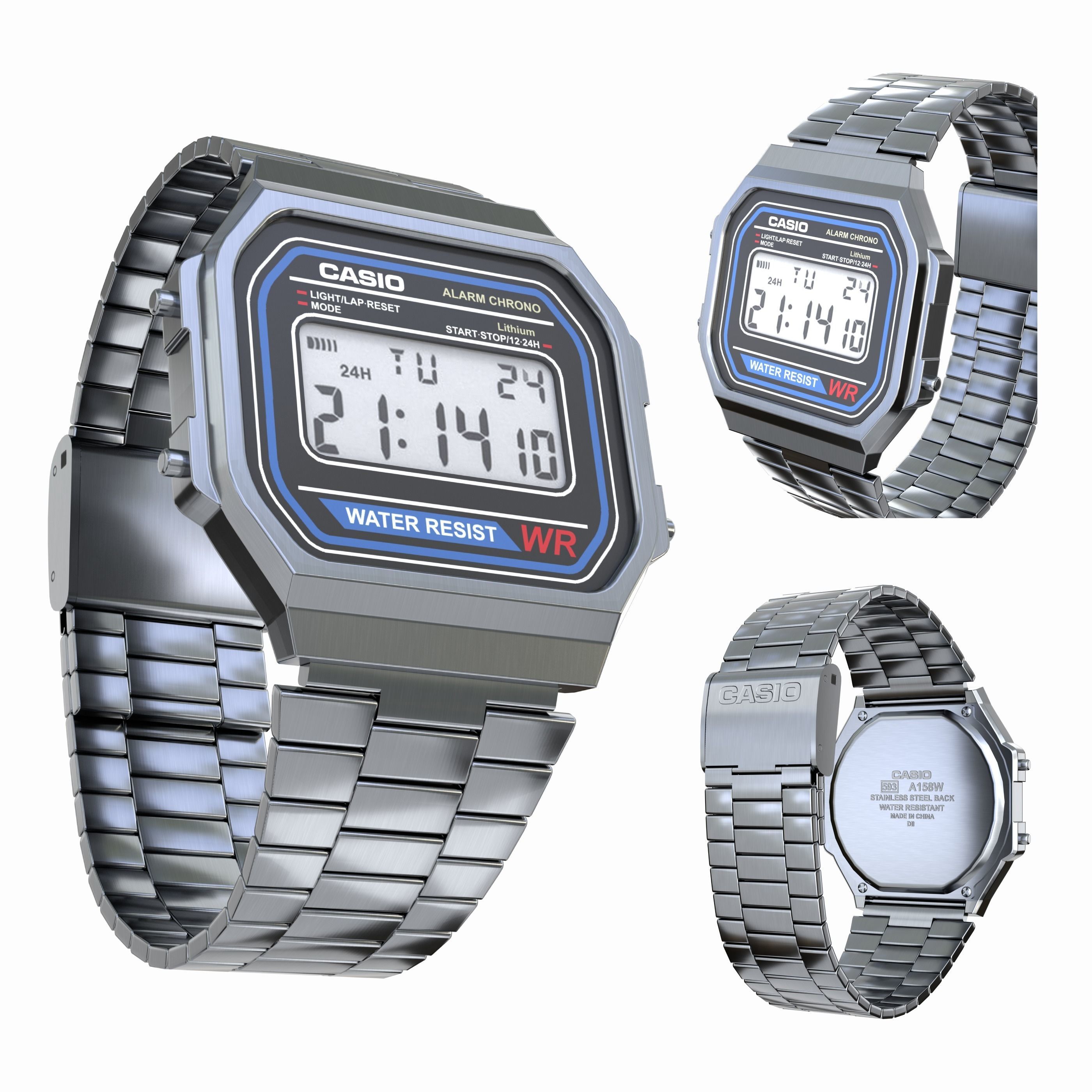 3D model Casio Watch Silver Classic VR / AR / low-poly | CGTrader
