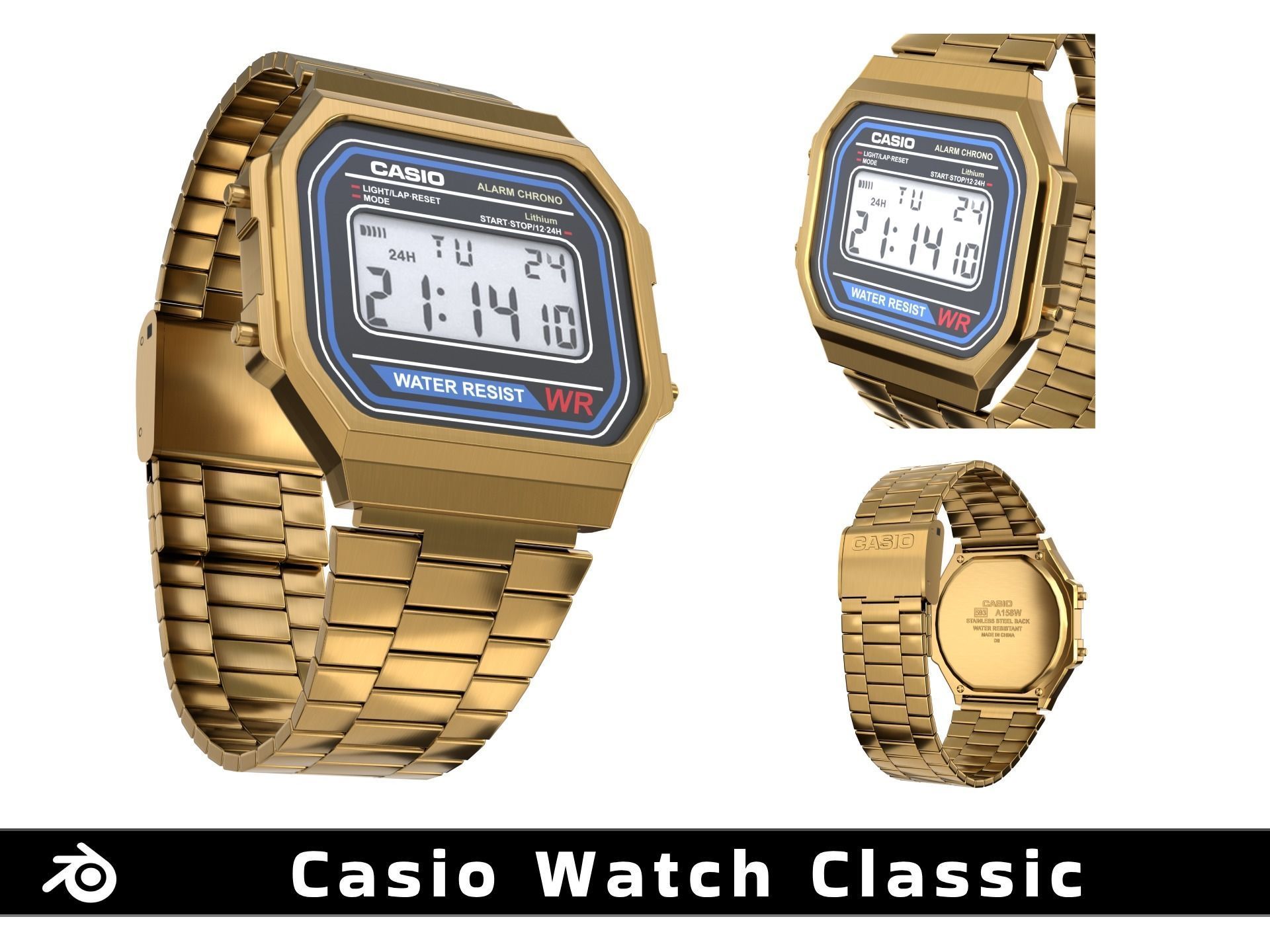 3D model Casio Watch Gold Classic VR / AR / low-poly | CGTrader
