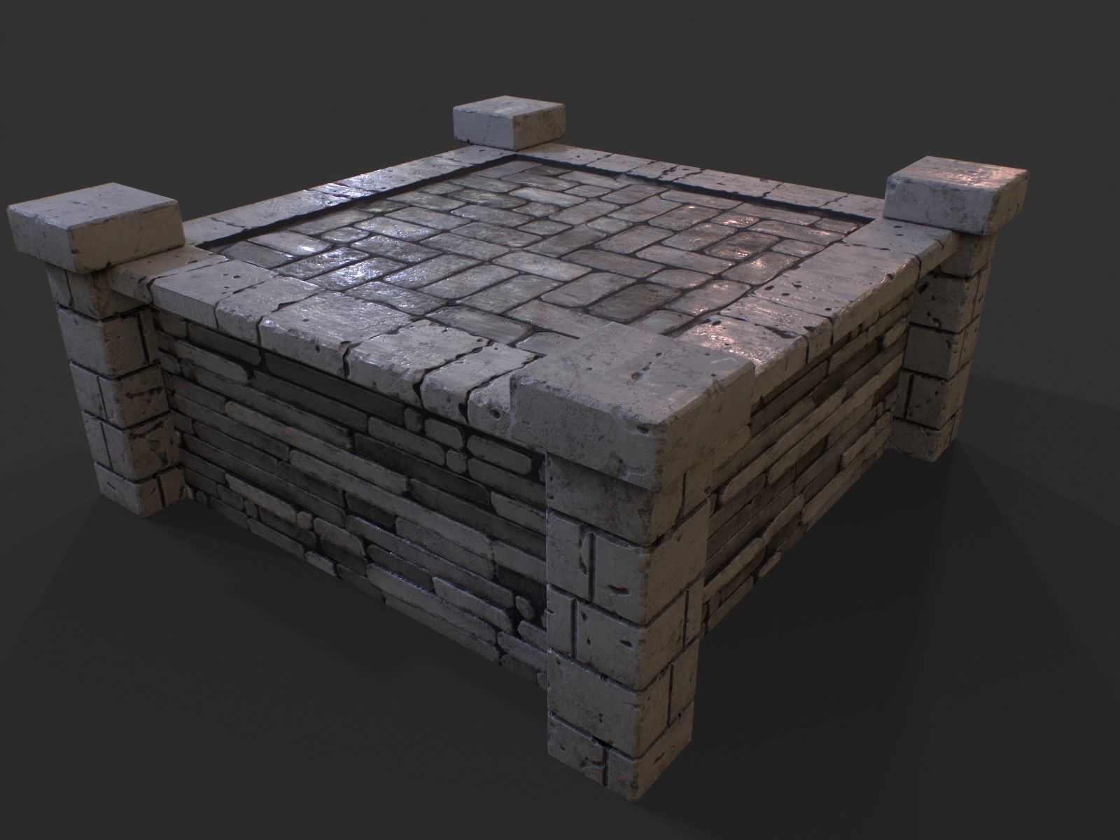 3D model Modular medieval stone platforms for dungeon pack VR / AR ...