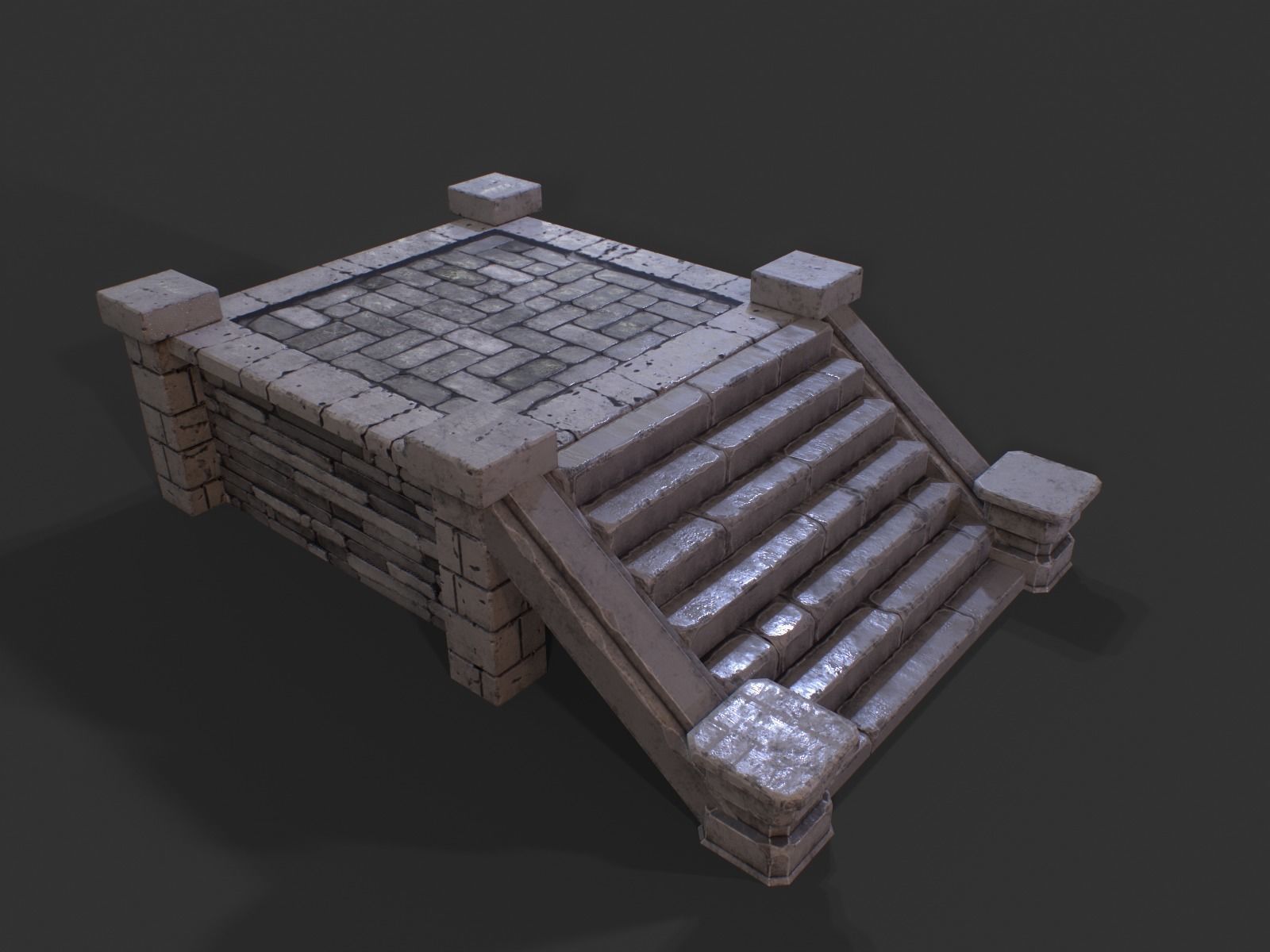 3D model Modular medieval stone platforms for dungeon pack VR / AR ...