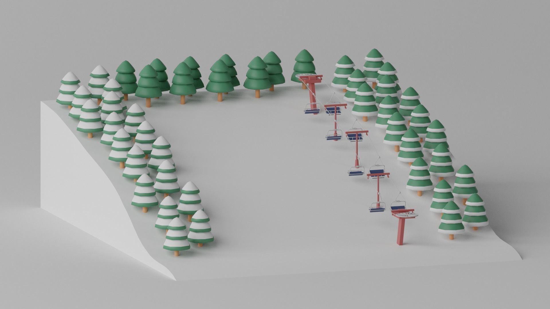 Ski Slope Lift Mountain Pack 3D model | CGTrader