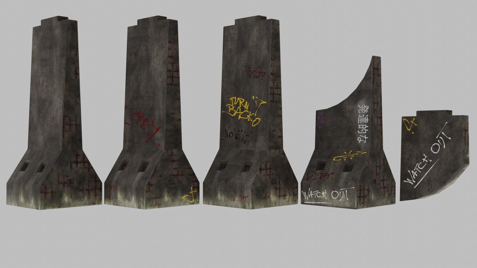 3D model Modular Concrete Blast Walls VR / AR / low-poly | CGTrader