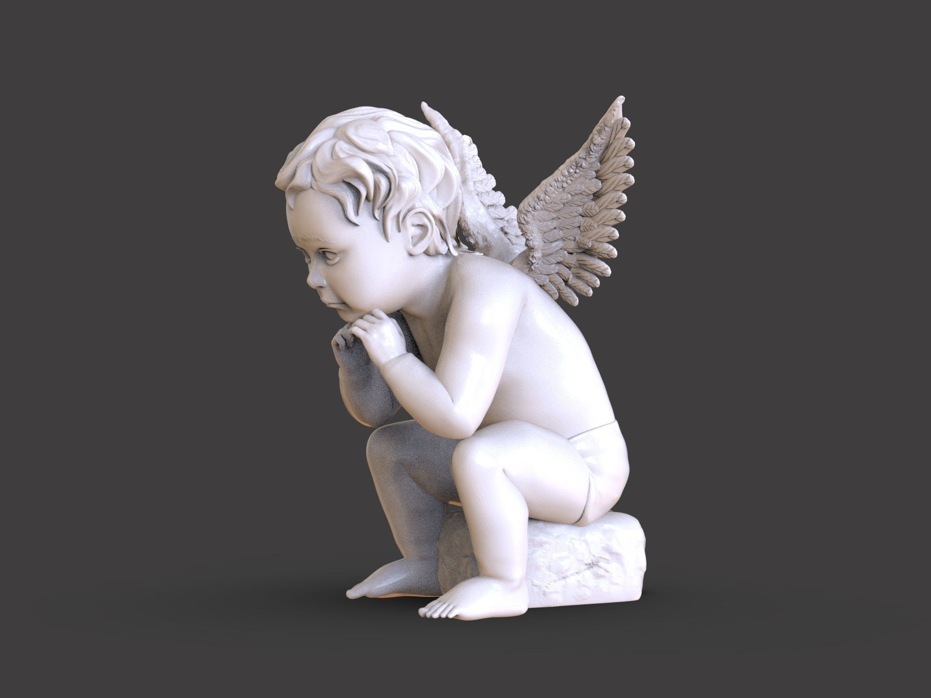 Sad Cupid Statue 3D model 3D printable | CGTrader