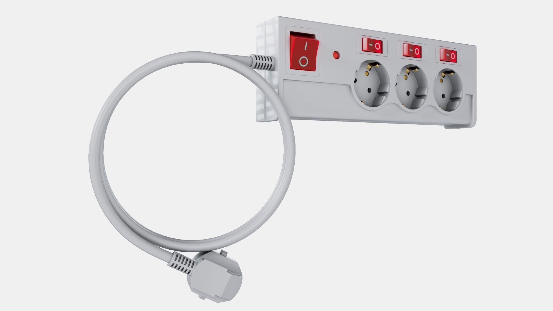 Power strip on 3 sockets 3D model rigged | CGTrader