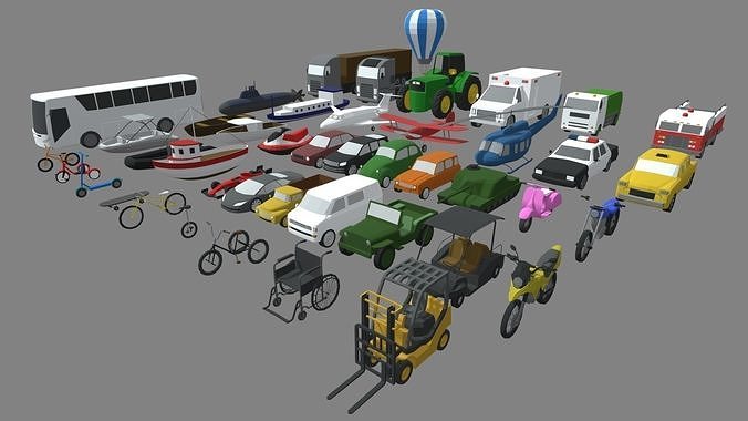 3D model Low Poly Vehicle Pack 01 VR / AR / low-poly | CGTrader