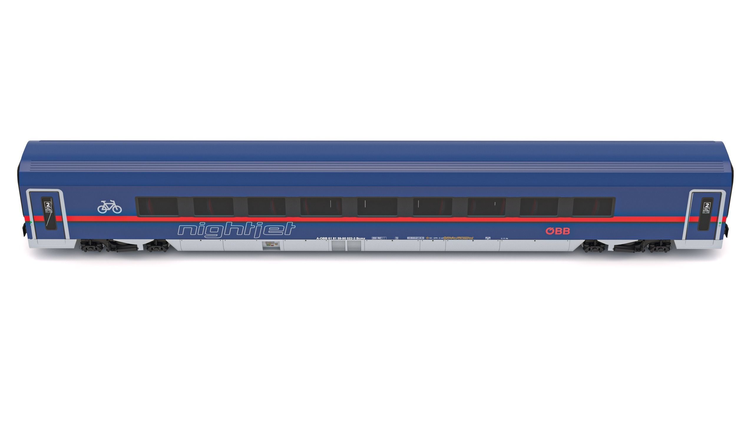 Ampz Rail Wagon OBB Nightjet 2 3D model | CGTrader