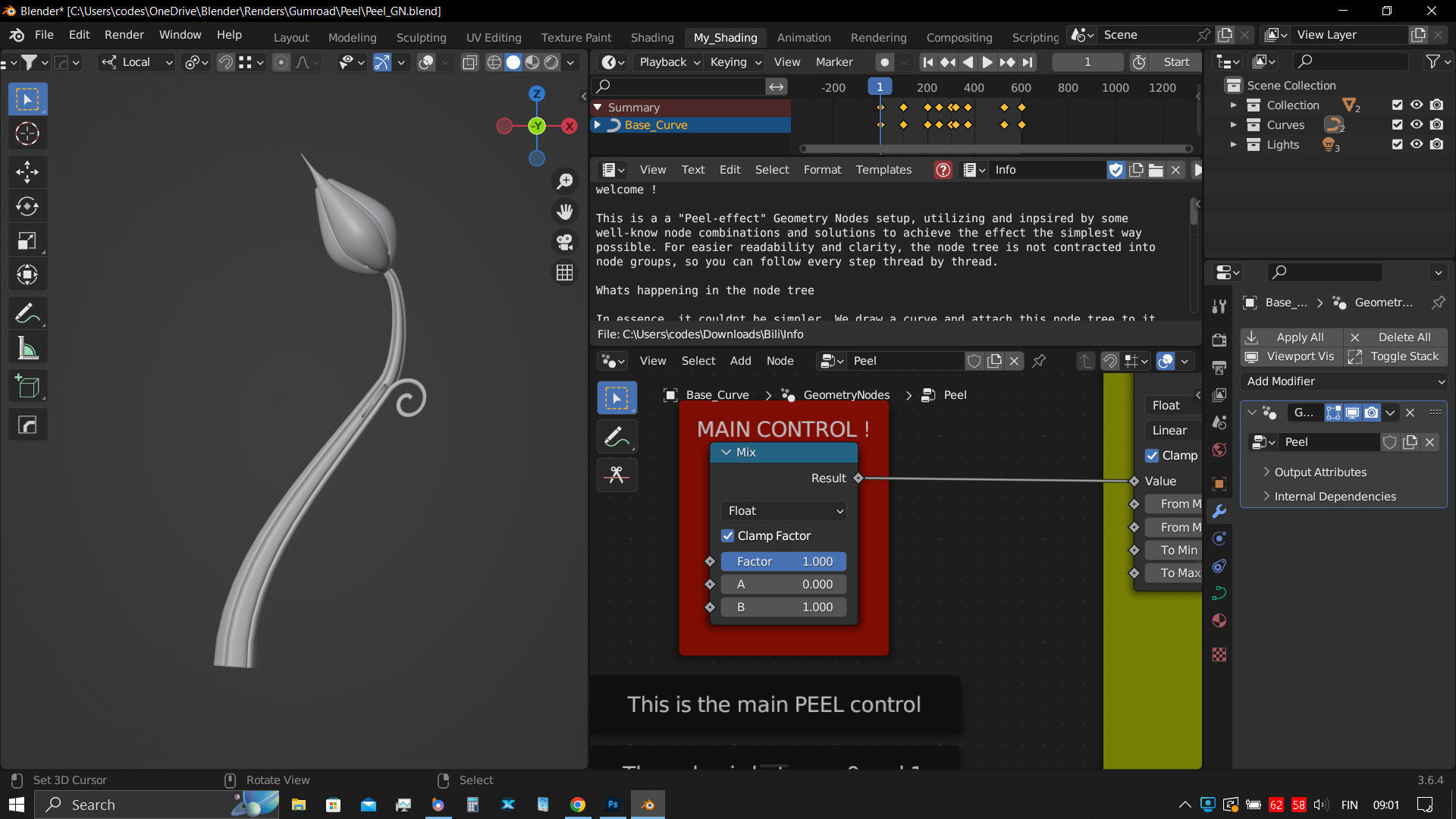 The Peel - Stem and Peel spiral effect in GeometryNodes 3D model | CGTrader
