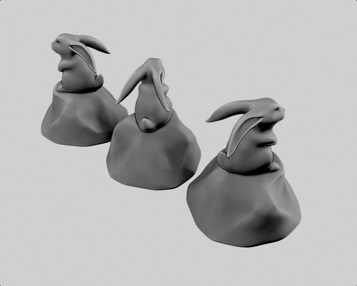 rabbit miniature figure sculpture 3D model 3D printable | CGTrader